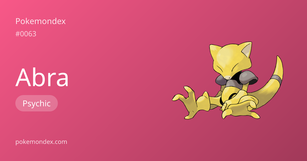 Abra Pokédex: stats, moves, evolution & locations | Pokemondex