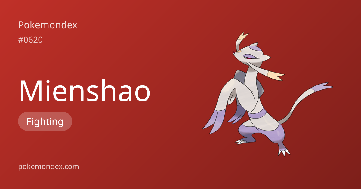 Mienshao Pokédex: stats, moves, evolution & locations | Pokemondex