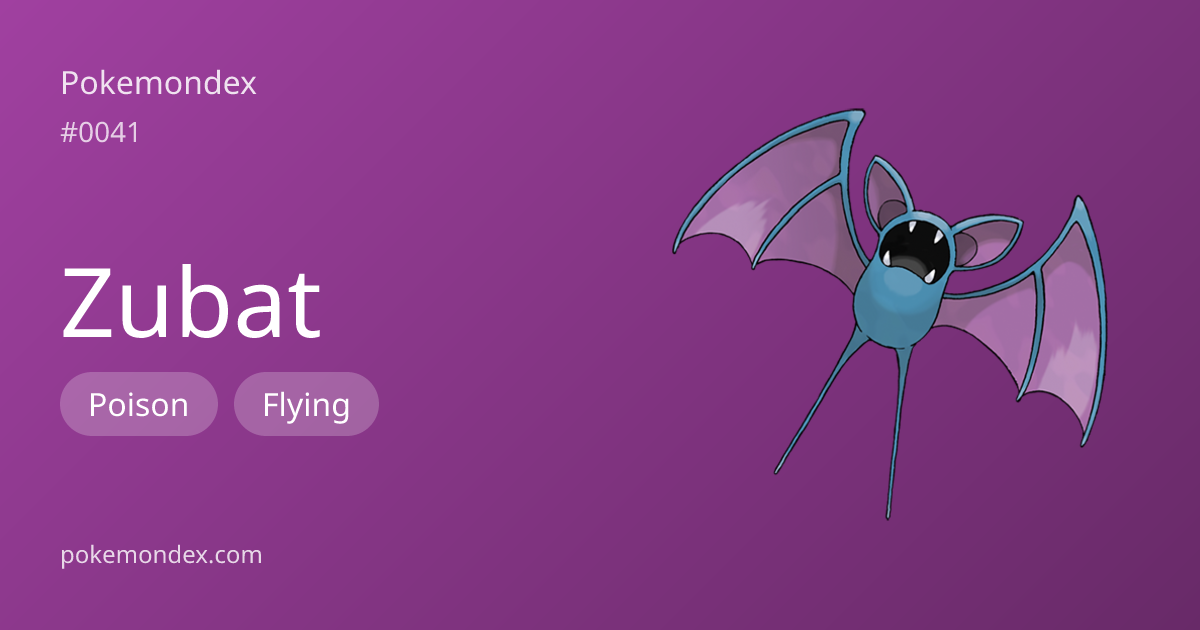 Zubat Pokédex: stats, moves, evolution & locations | Pokemondex